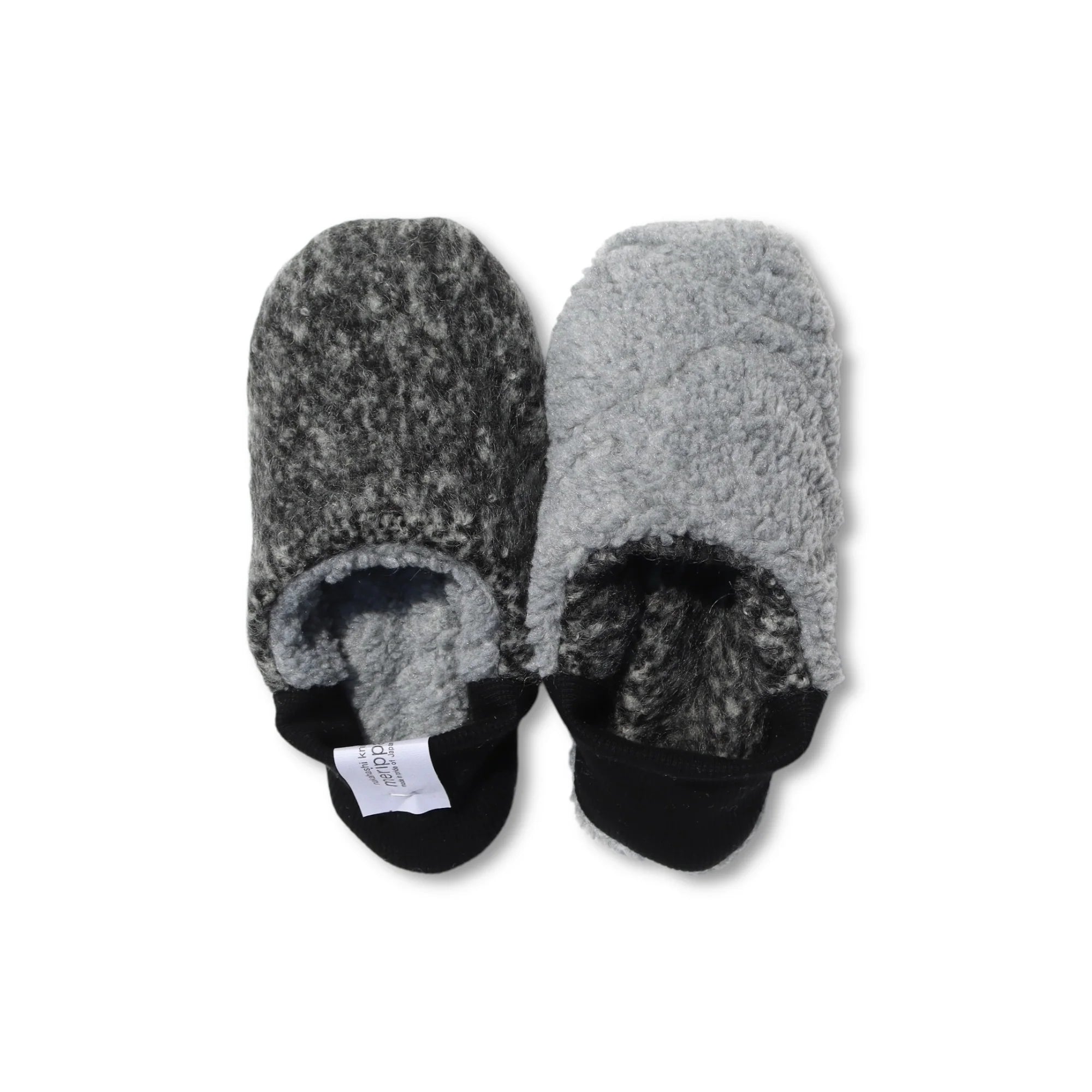 Merippa Melange Shaggy x Quilted Boa Grey Japanese Slippers – Made In ...