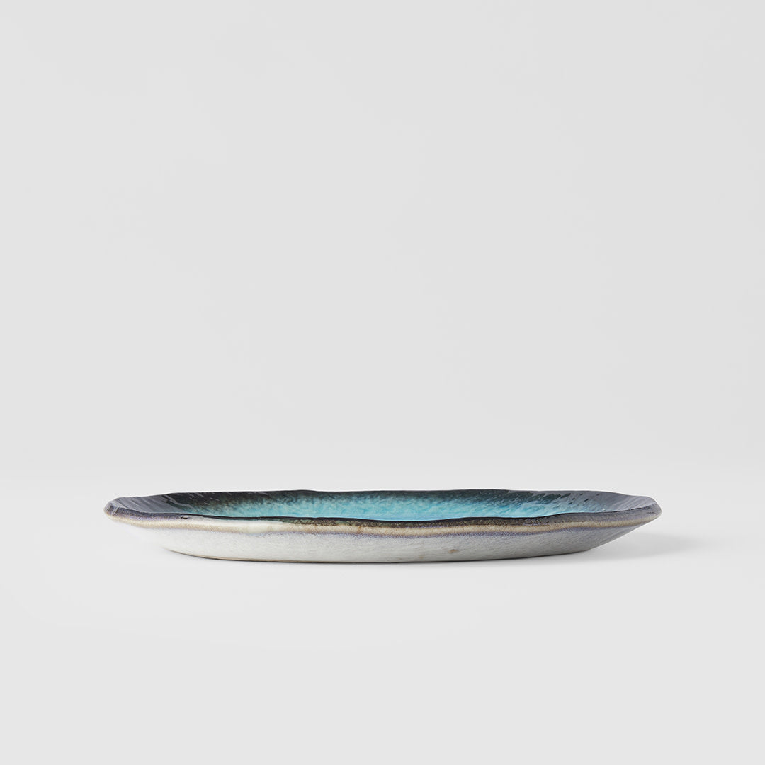 Sky Blue Oval Flat Plate 22cm – Made In Japan UK
