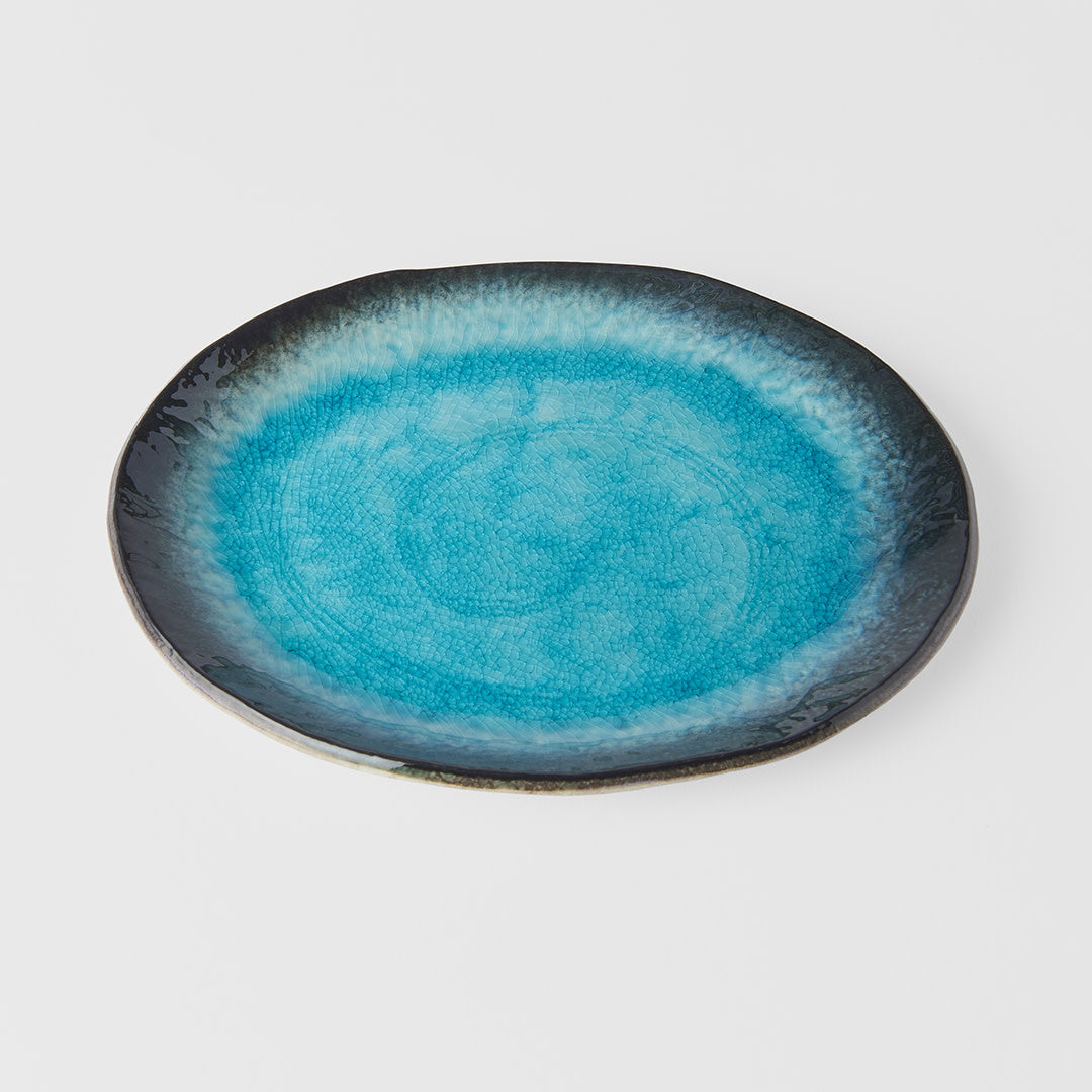 Sky Blue Oval Flat Plate 22cm – Made In Japan UK